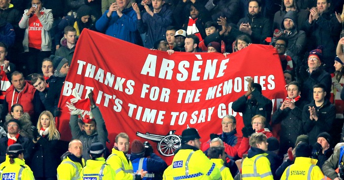 Wenger discusses 'time to say goodbye' banner - Football365