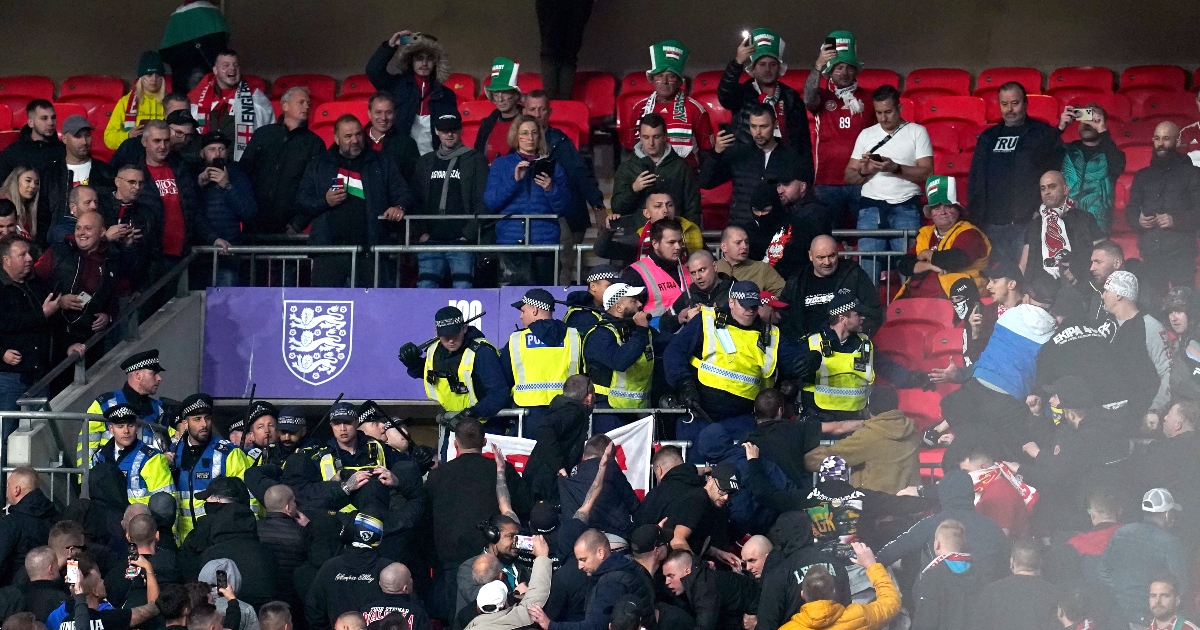 Hungary fans clashed with the police in Wembley during their match ...