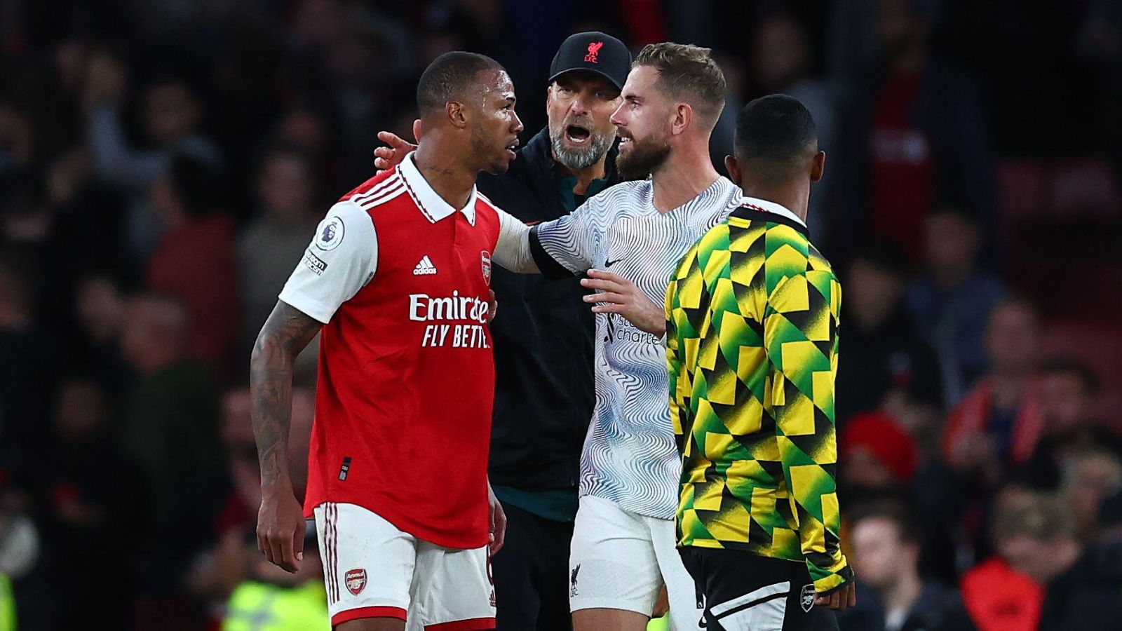 Henderson, Gabriel 'interviewed by referee' following 'blazing on-field ...