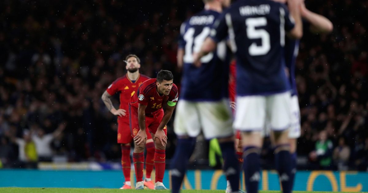 Scotland’s ‘time-wasting’ leaves Spain captain Rodri fuming as he calls ...